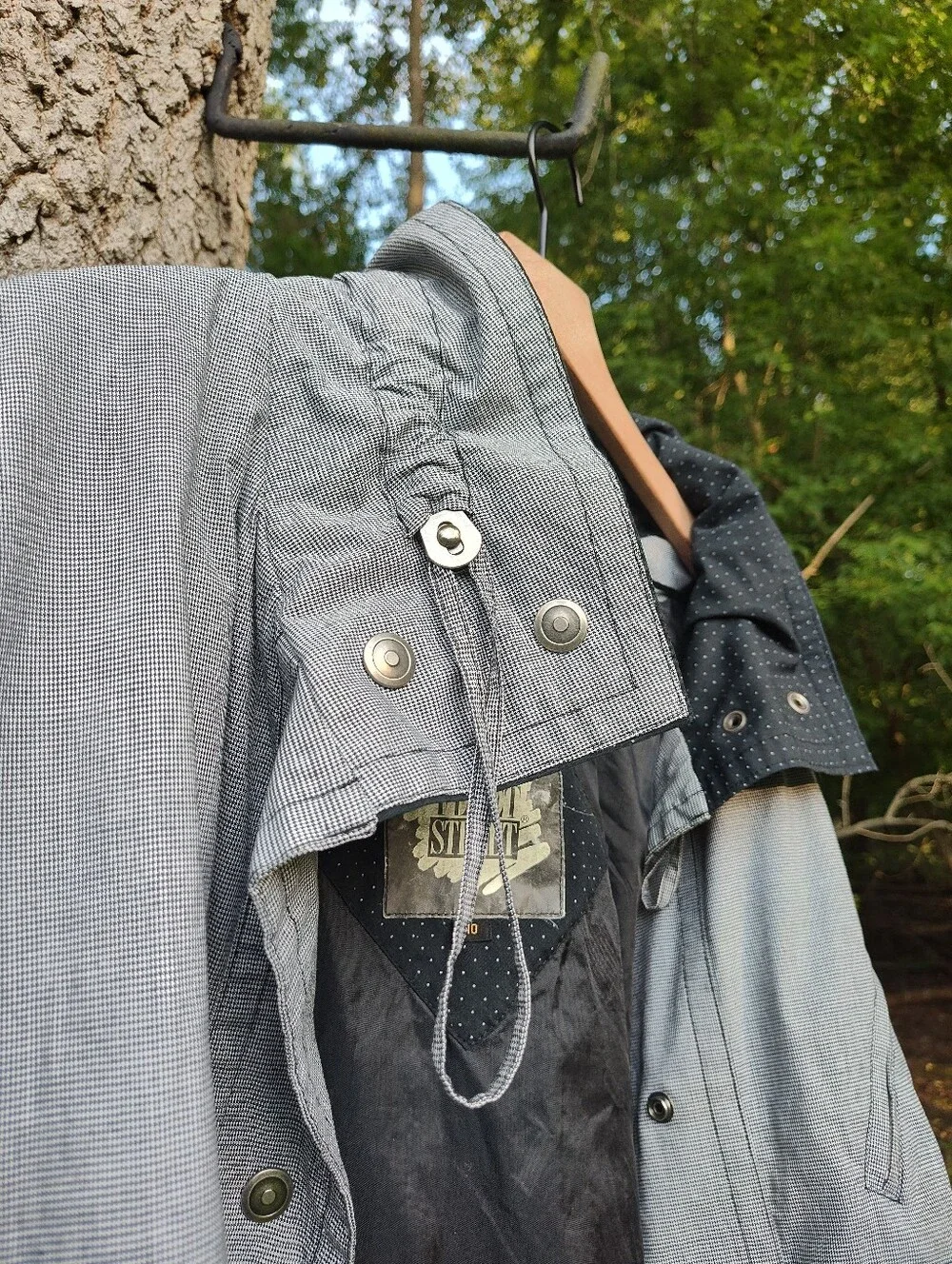 fleet street | Jackets & Coats | Fleet Street Gingham Dot Gray Snap ...
